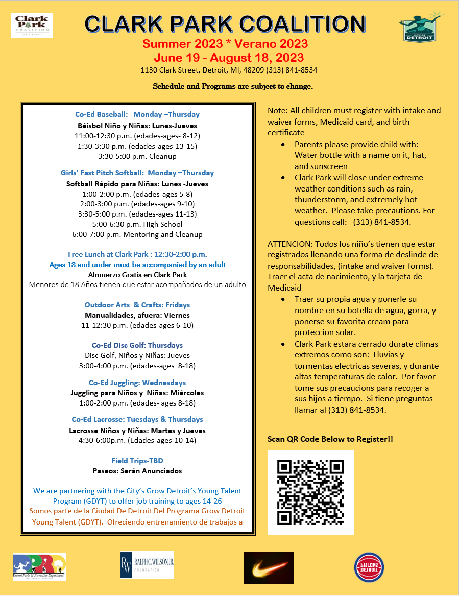Clark Park Summer Schedule | Clark Park / Clark Park Coalition ...